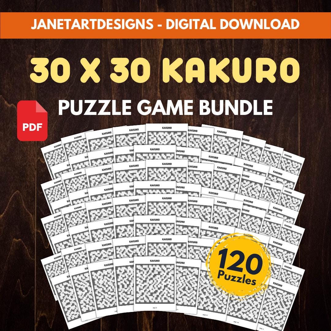Hard KAKURO Puzzle Game Bundle | Instant Download Puzzle for Math ...