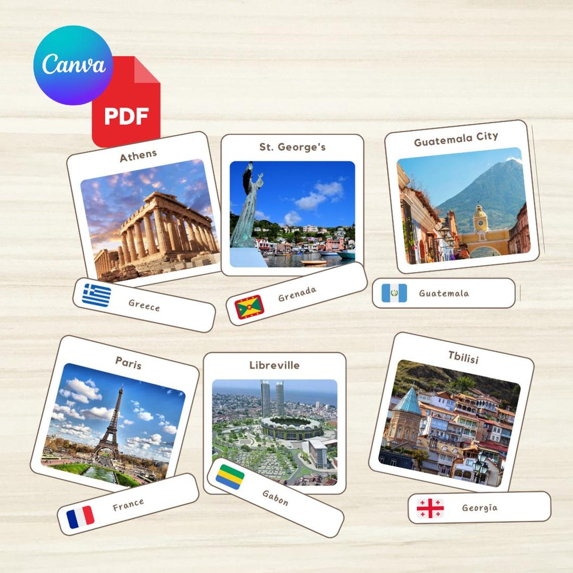 Montessori Capital Cities Flashcards: 195 Countries, Printable Canva ...