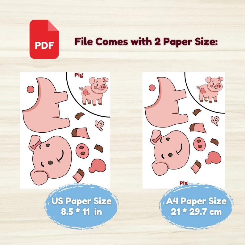 Farm Animals Cut and Paste Activity: 12 Printable Worksheets (digital ...