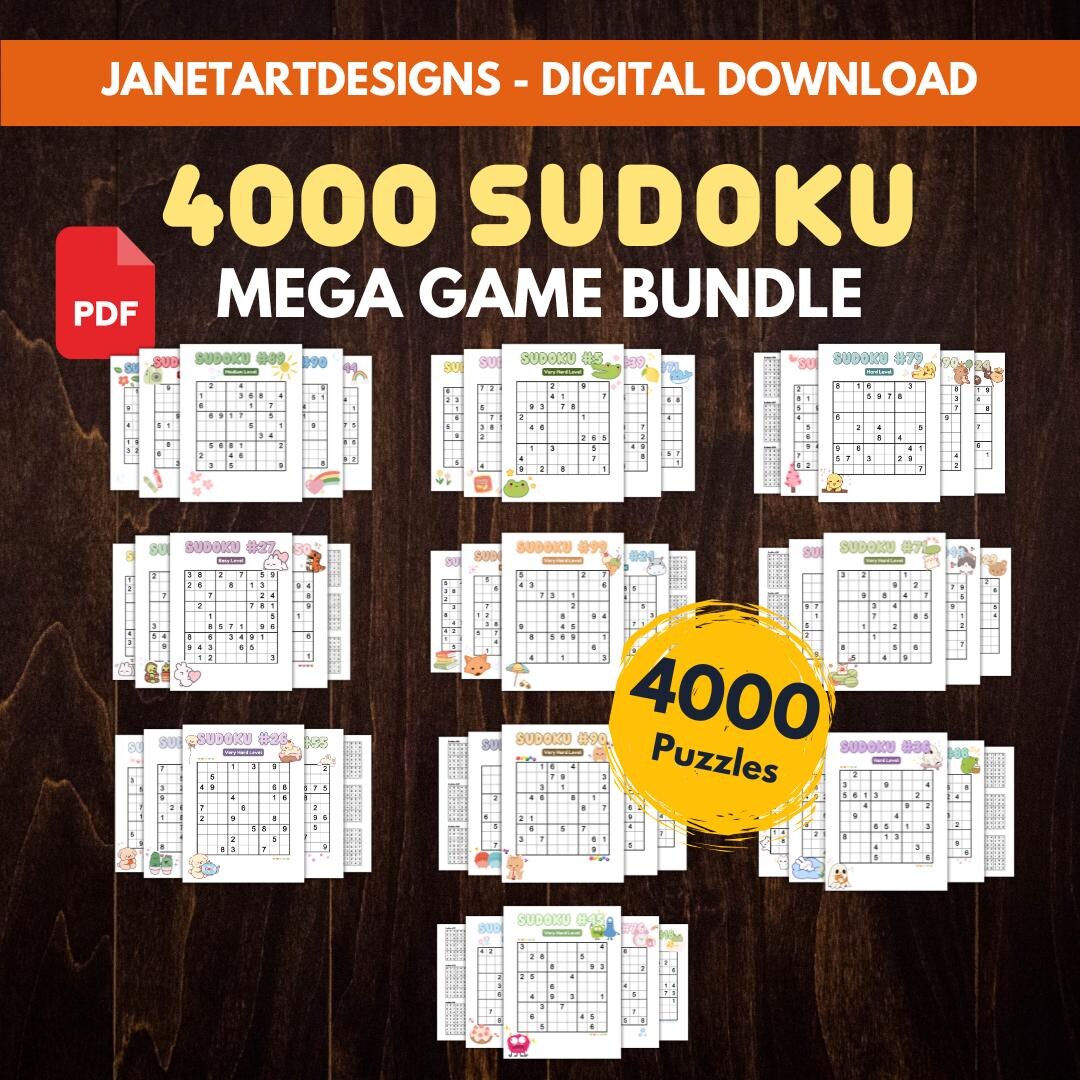 4000 Sudoku MEGA Game Bundles | Brain Training Math Logic Games (PDF ...