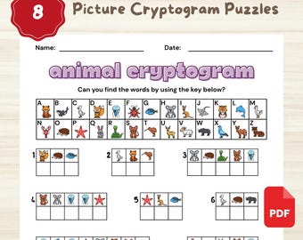 8 Stationery Cryptogram | Printable PDF Word Puzzle Montessori Learning ...