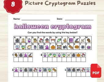 8 Stationery Cryptogram | Printable PDF Word Puzzle Montessori Learning ...