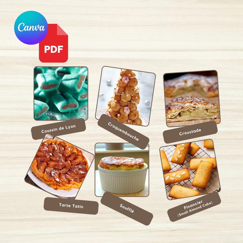 French Desserts Flashcards: Montessori 3-part Cards (printable PDF) - Etsy