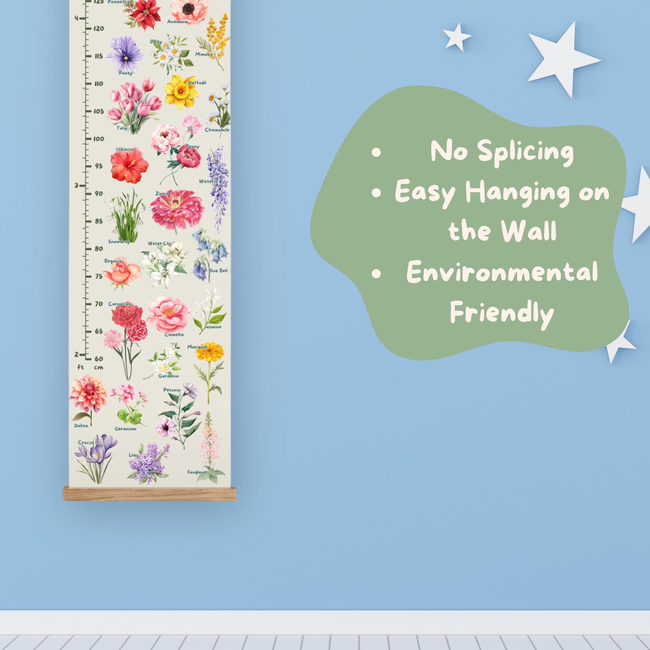 Wall Growth Chart for Girls Kids | Names of Flowers | Nursery ...