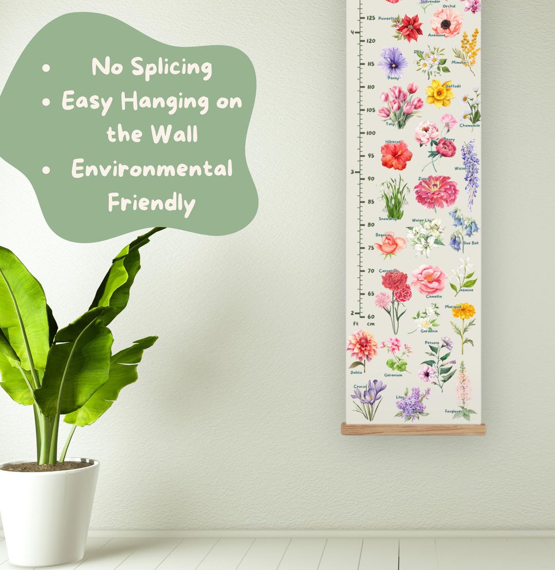 Wall Growth Chart for Girls Kids | Names of Flowers | Nursery ...
