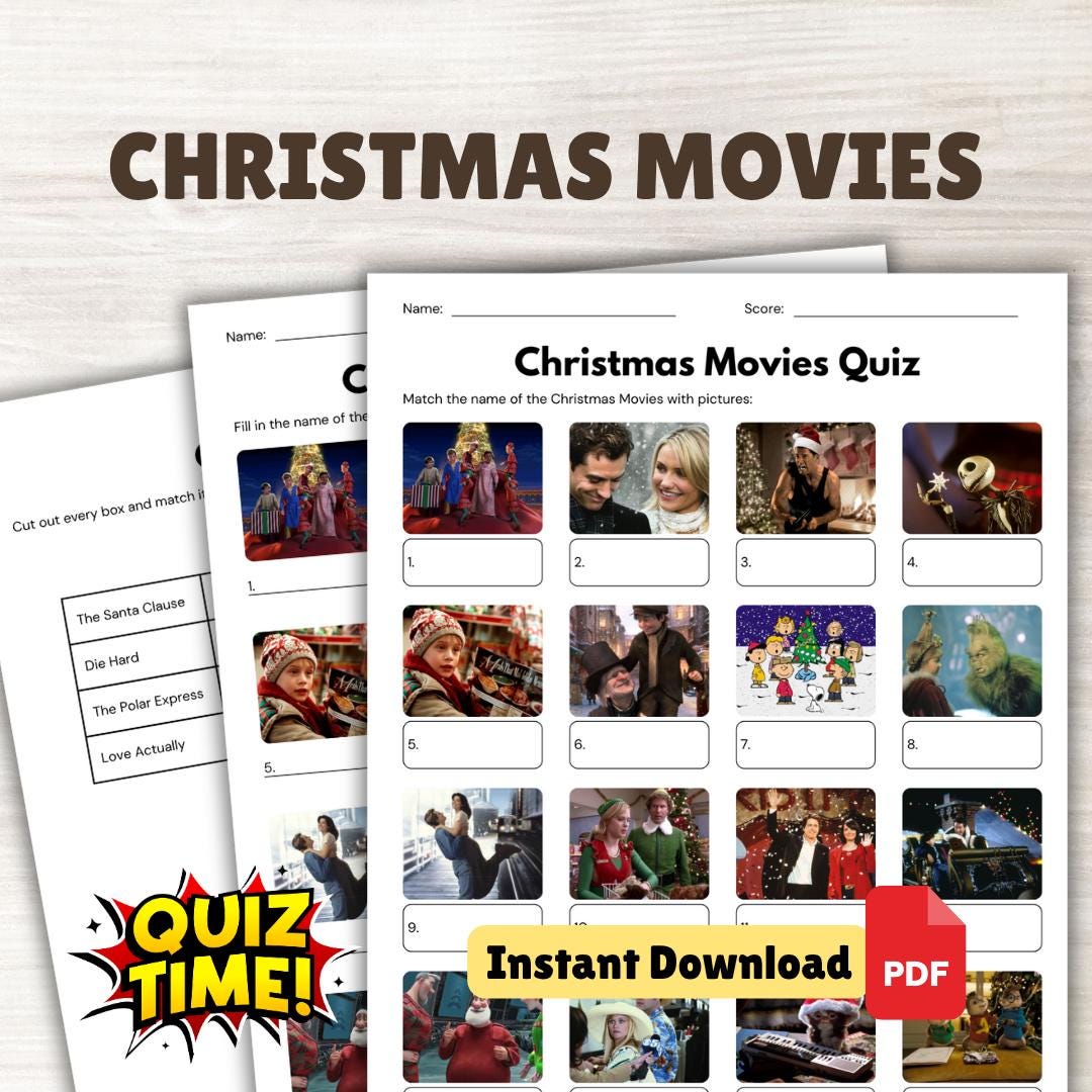 CHRISTMAS MOVIE Picture Quiz With Answers (1 Set) | Trivia Quiz Game - Etsy