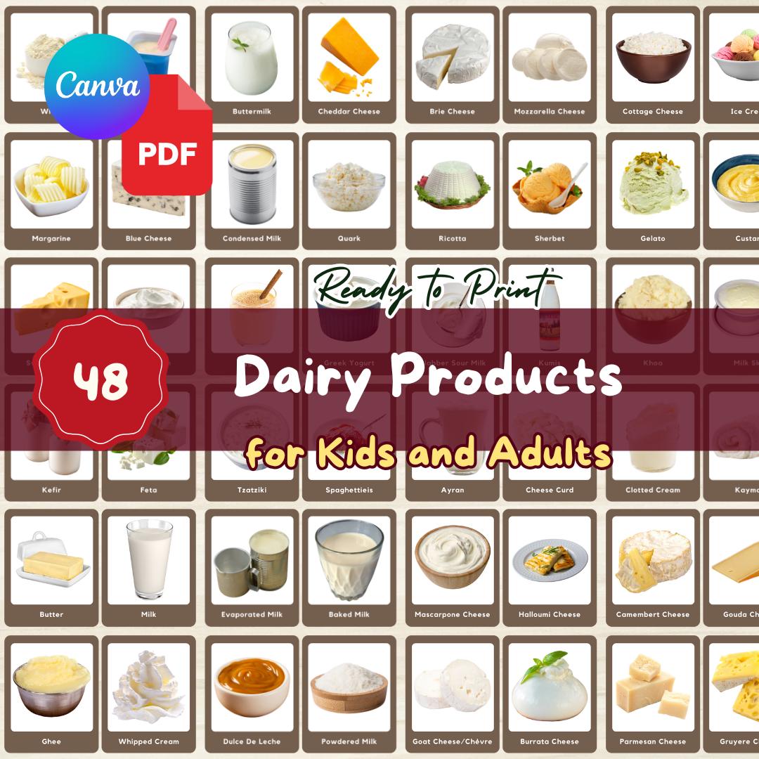 Dairy Products Flashcards: Montessori 3-part Cards (printable PDF ...