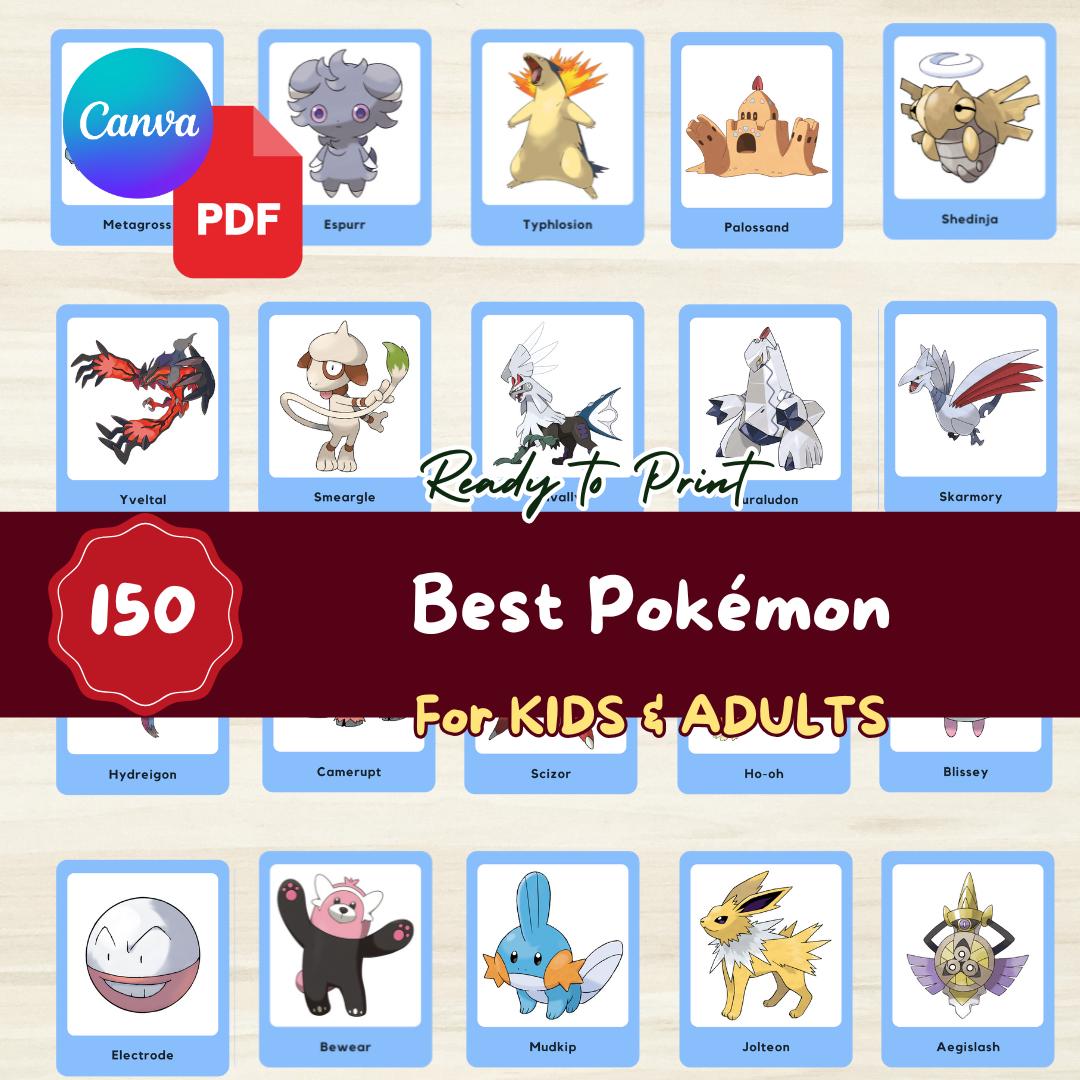 150 Best Pokémon Flashcards | Editable Montessori 3-part Cards | Canva ...