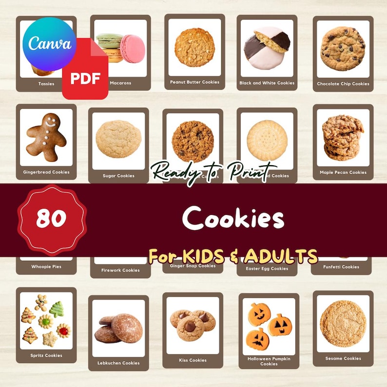 Cookie Flashcards: Montessori 3-part Cards (printable PDF + Canva) - Etsy