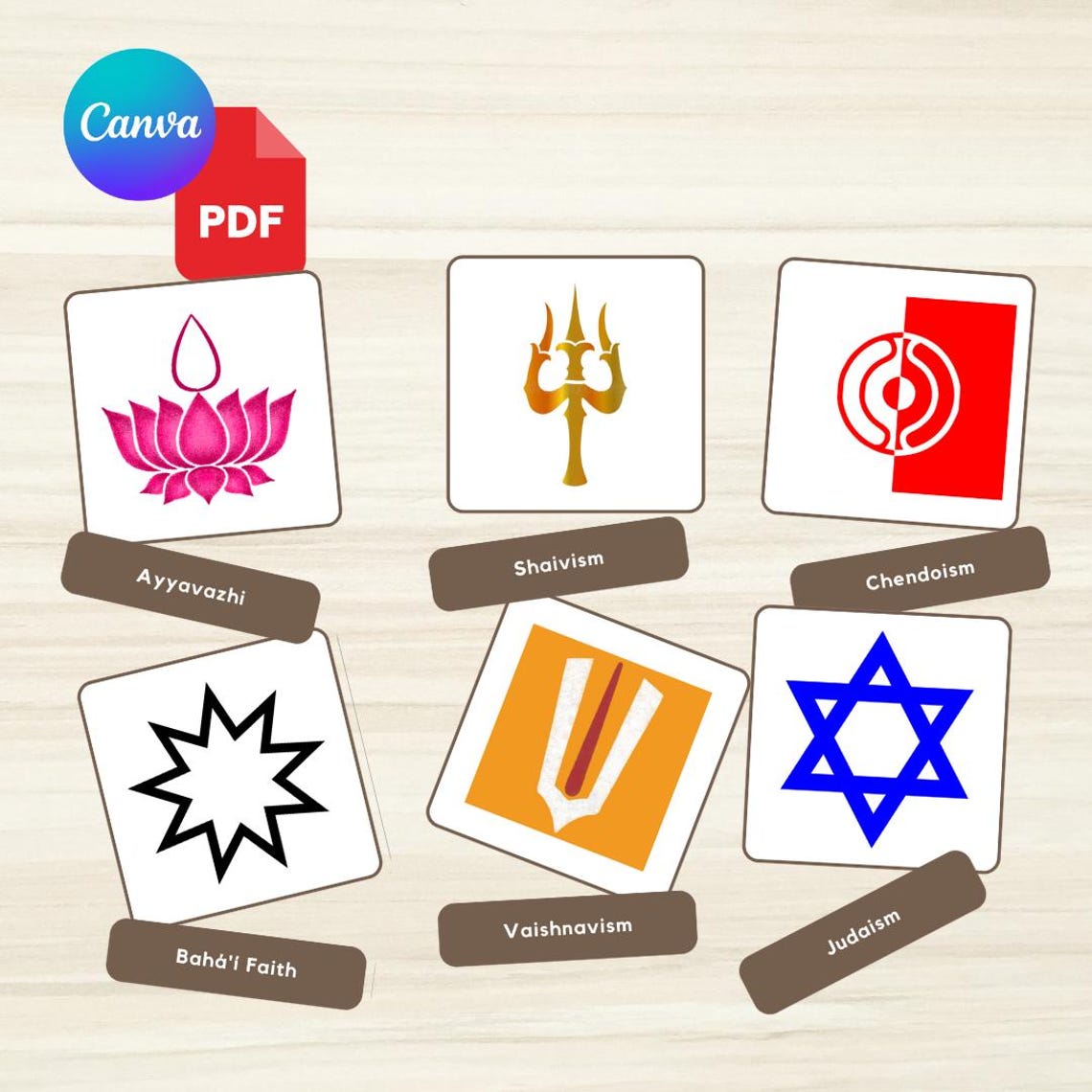 Religious Symbols Flashcards: Montessori 3-part Cards (printable PDF ...