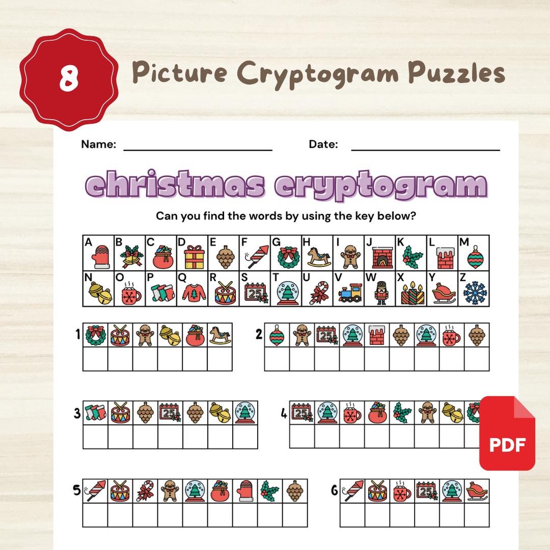 Christmas Cryptogram Puzzle: Printable Holiday Word Game (digital ...