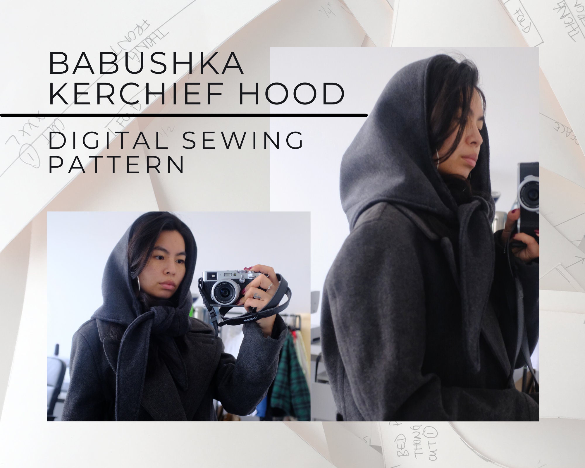 Babushka Kerchief With Hood | Digital PDF Sewing Pattern | Scarf ...