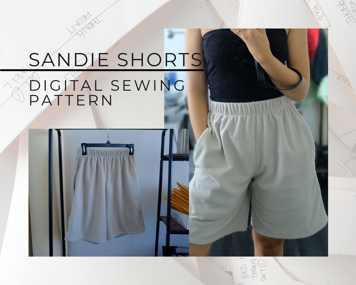 Digital PDF Sewing Pattern | Unisex Shorts | High Waisted Elastic ...