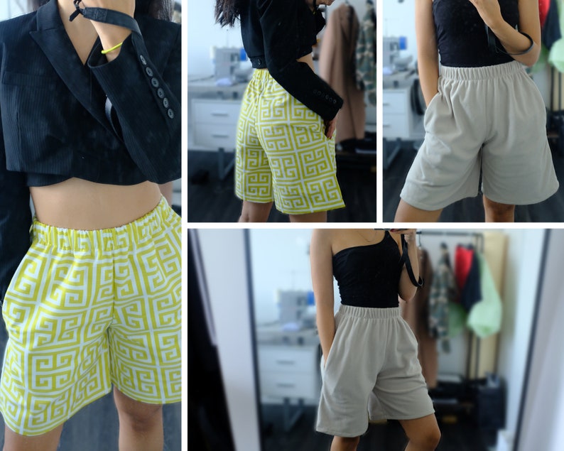 Digital PDF Sewing Pattern | Unisex Shorts | High Waisted Elastic ...