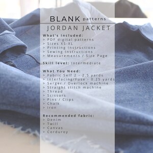 Digital PDF Sewing Pattern | Denim Jacket | Jean Jacket | Cropped ...