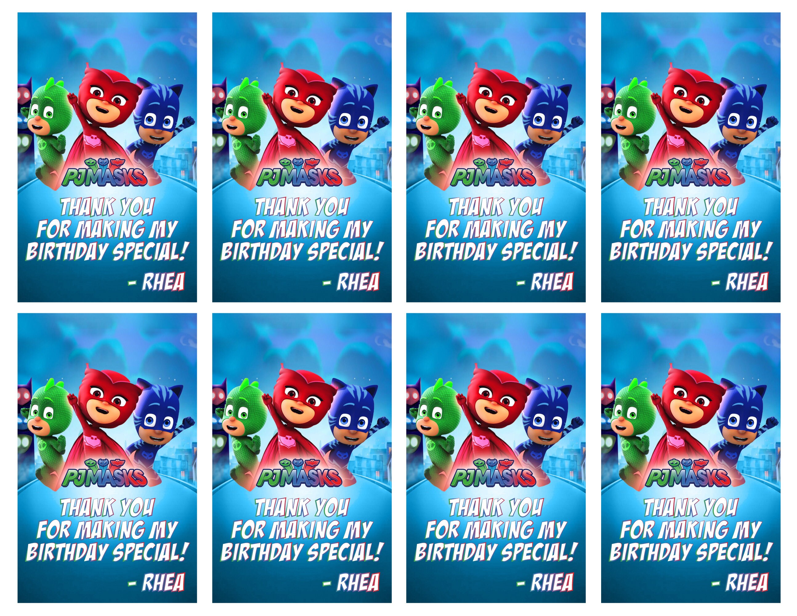 PJ Masks Birthday Thankyou Tag, Pj Masks Birthday Invite, Pj Masks ...