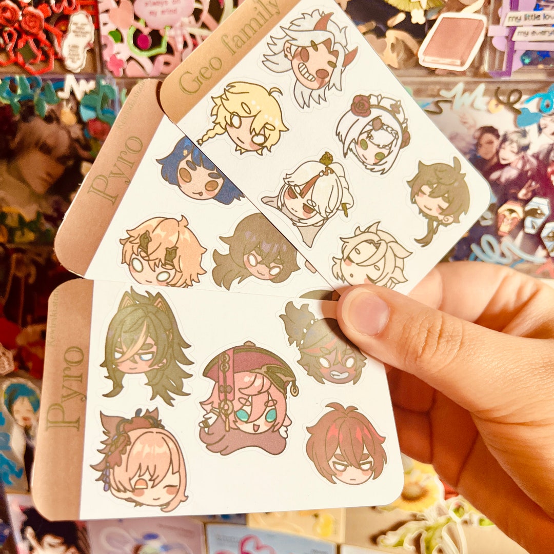 Pyro and Geo Genshin Impact Chibi Stickers - Etsy