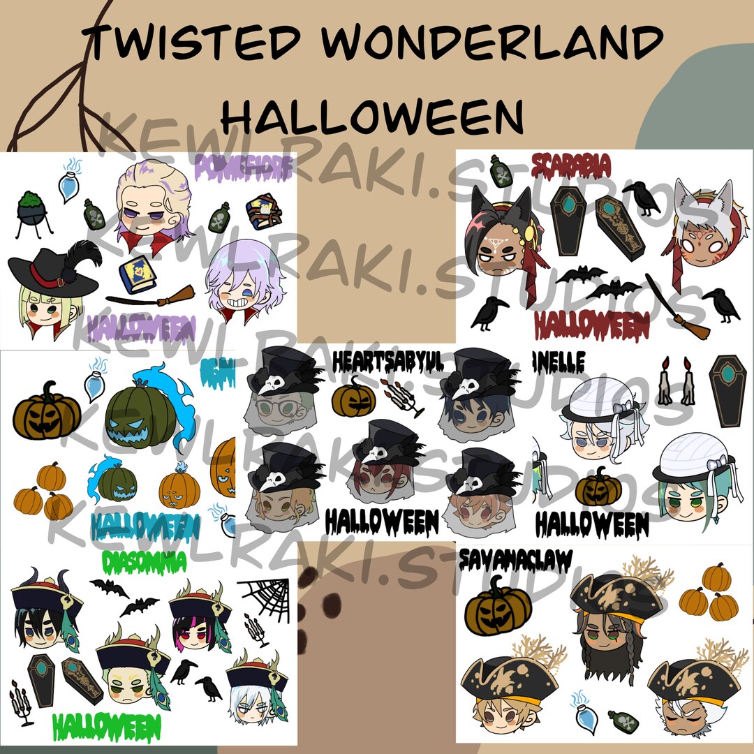 Twisted Wonderland (halloween) Stickers// Heartslabyul// Savanaclaw ...