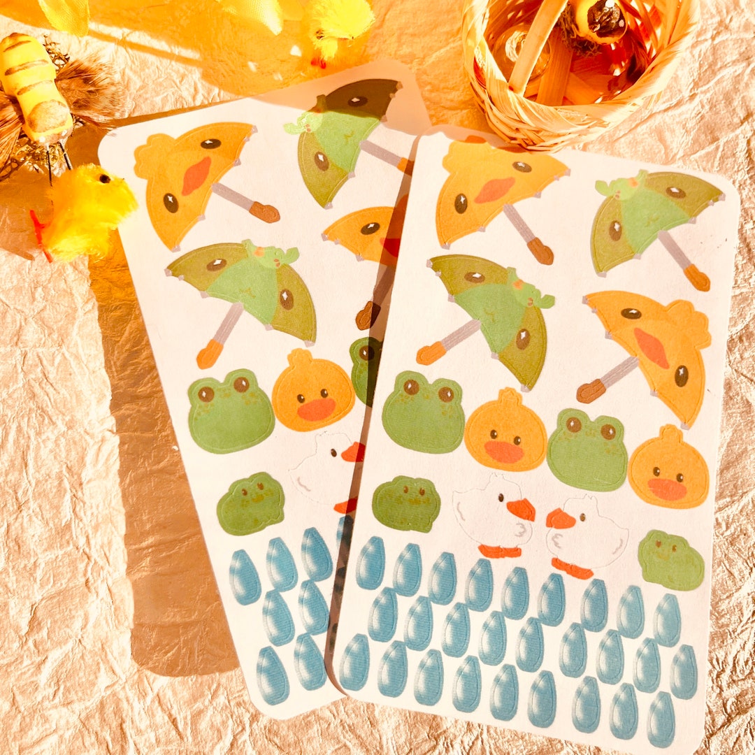 Hopping in the Rain, Frog and Duck Stickers - Etsy