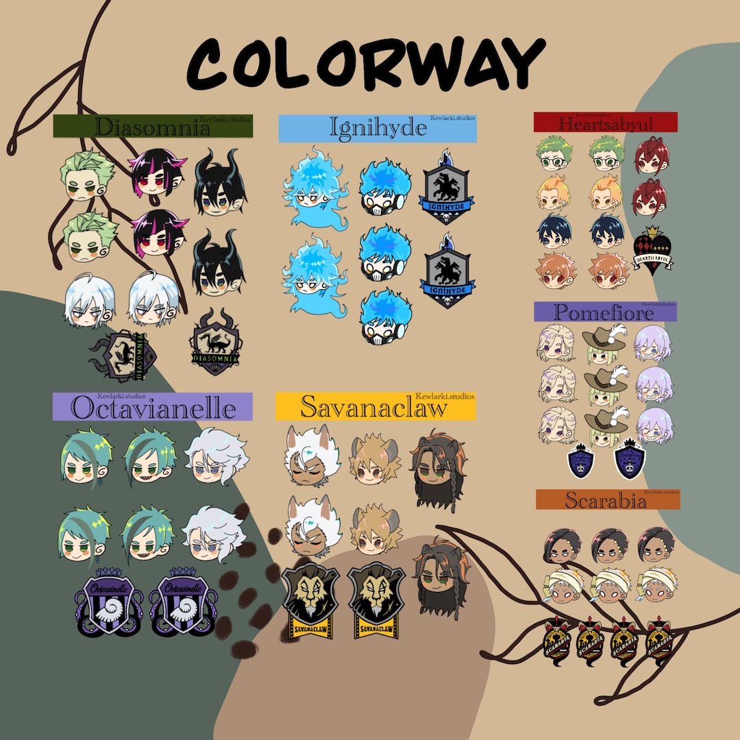 Twisted Wonderland//chibis//diasomnia//ignihyde//pomefiore//scarabia ...