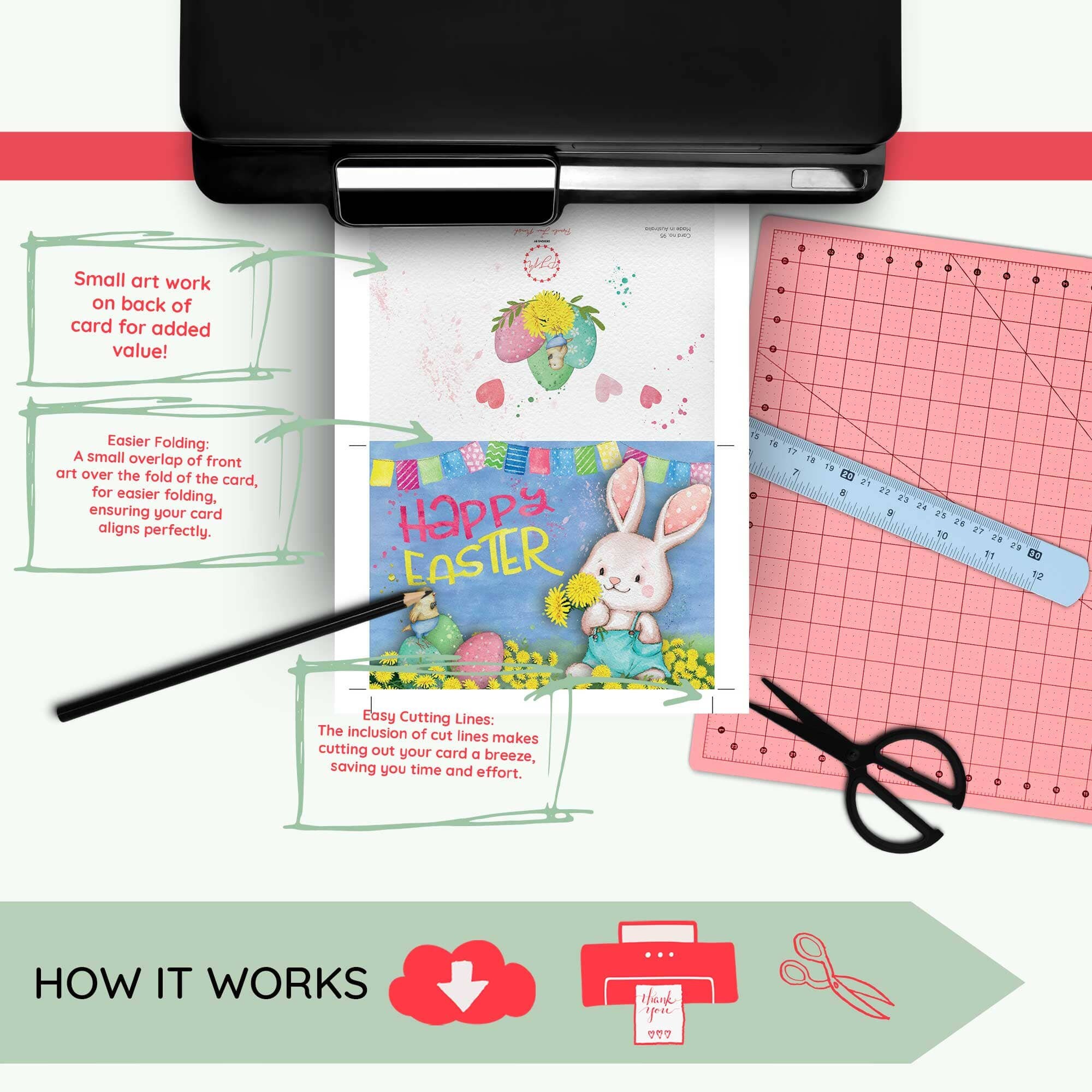 Watercolour Happy Easter Bunny Printable Card, Cute Rabbit and Bird ...