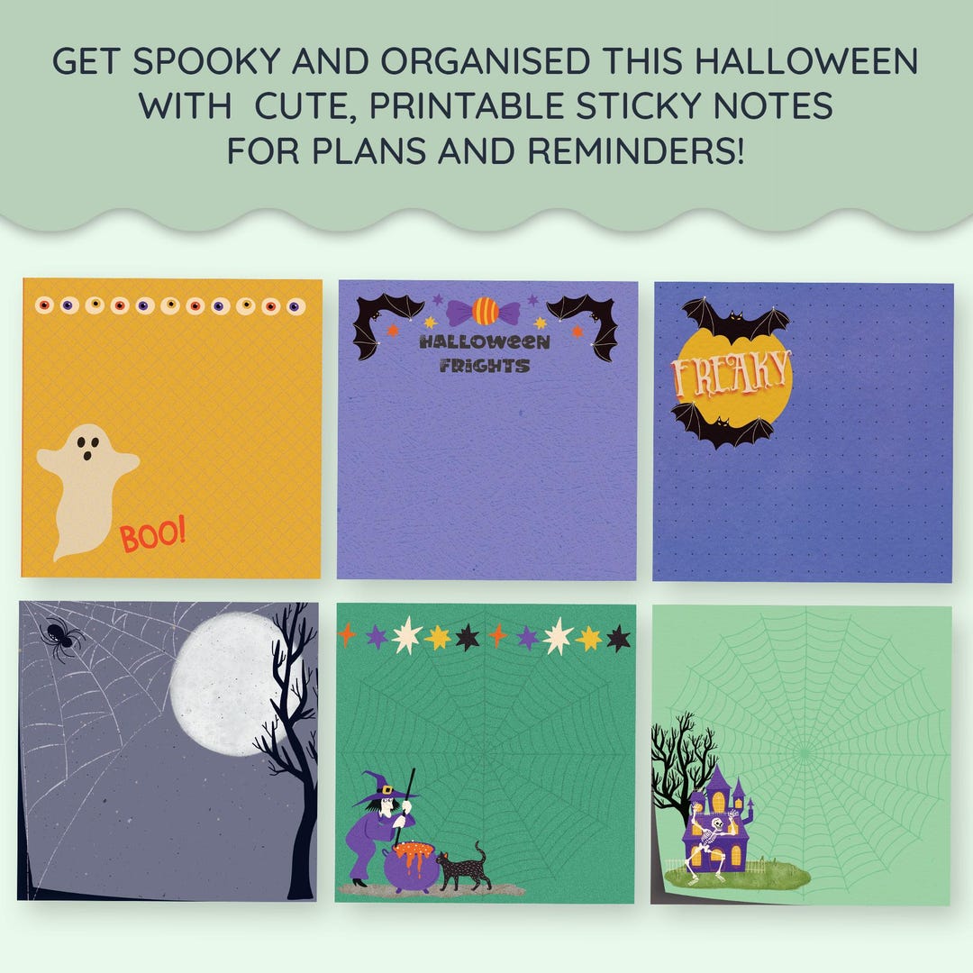 Printable Halloween Sticky Notes and Digital Planner Stickers, Fun Memo ...