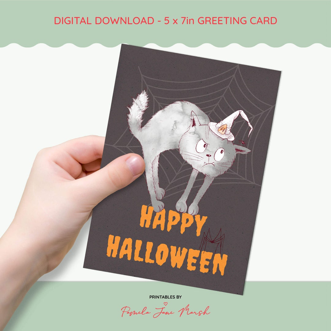 Happy Halloween Greeting Card Printable, Grumpy Cat Printable Halloween ...