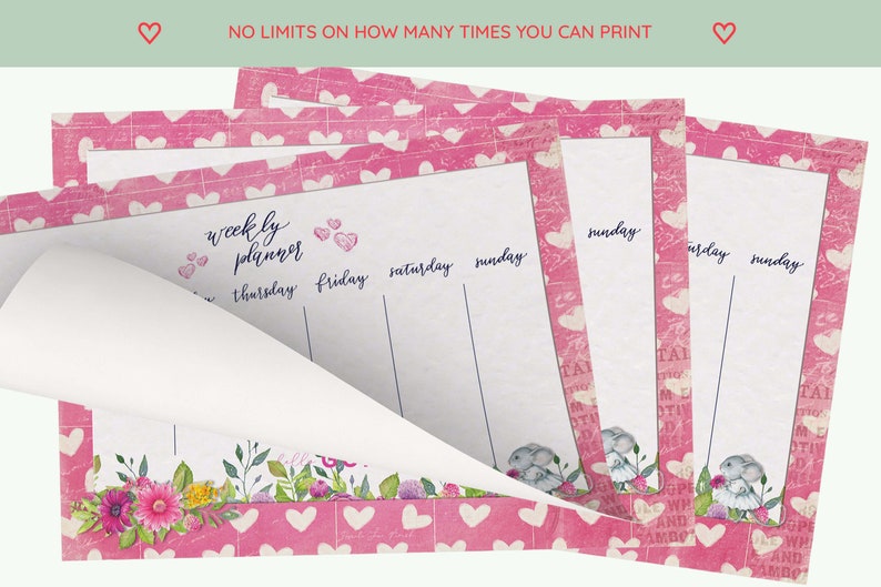 Weekly Planner Printable Landscape, Weekly Goal Planner, A4, A5, US ...