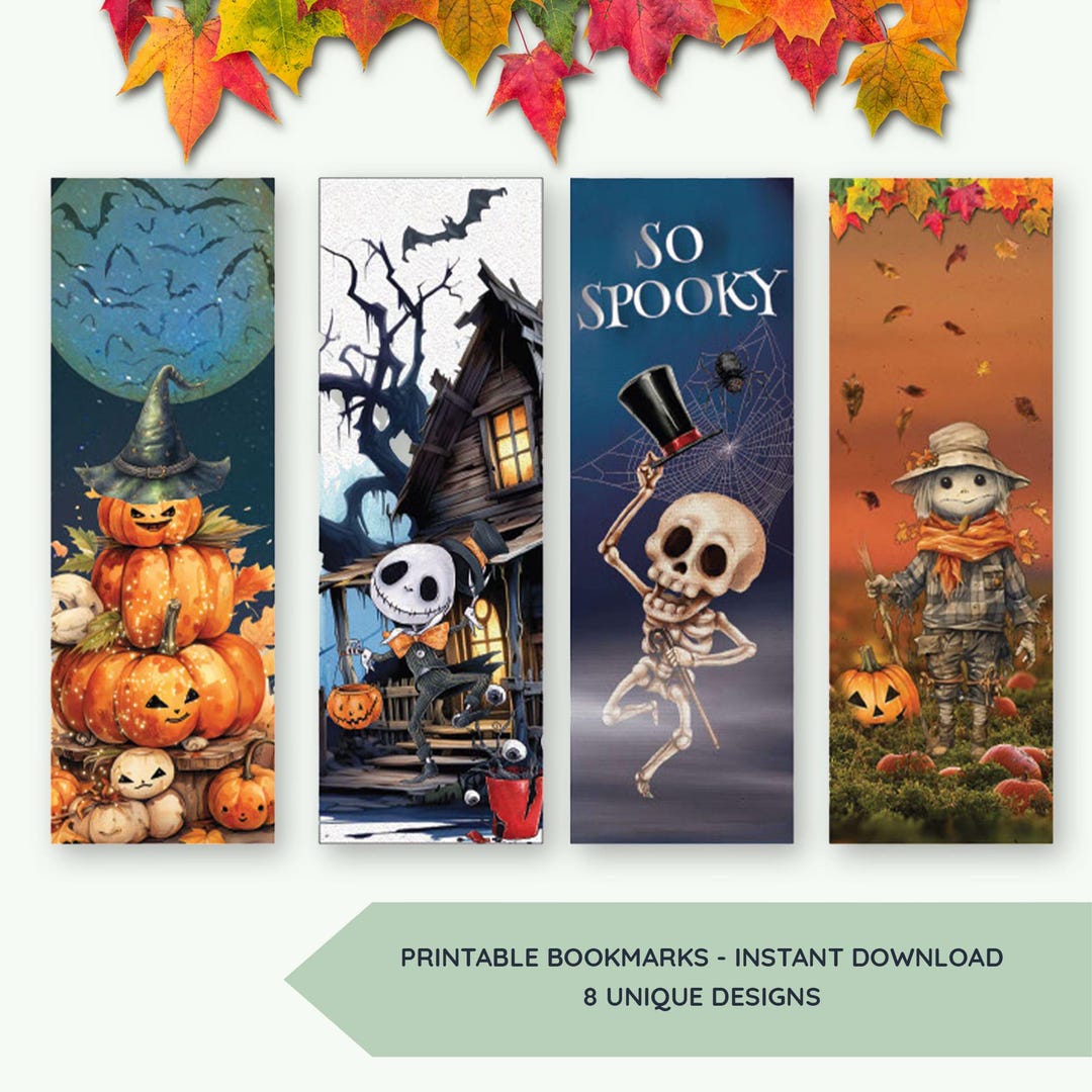 Halloween Printable Bookmarks Set Kid's Spooky Season Book Buddies Cute ...