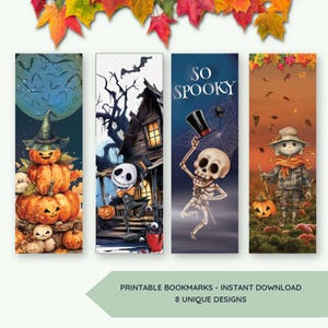 Halloween Printable Bookmarks Set Kid's Spooky Season Book Buddies Cute ...