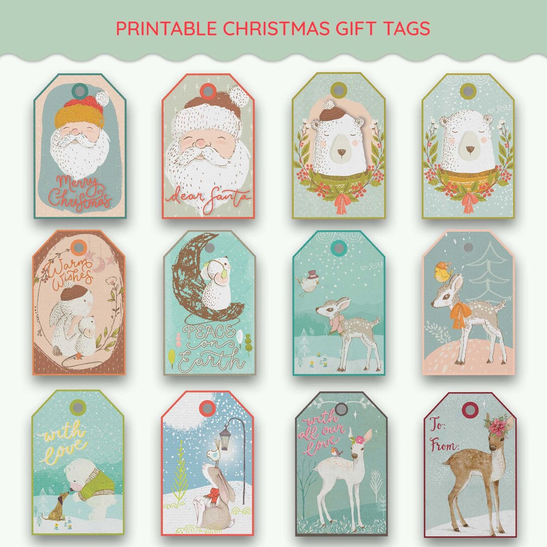 Holiday Gift Tags Bundle: Printable Cute Rustic Christmas Gift - Etsy