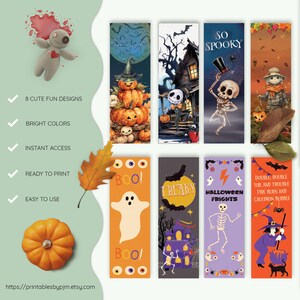 Halloween Printable Bookmarks Set Kid's Spooky Season Book Buddies Cute ...