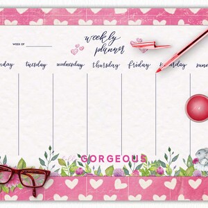Weekly Planner Printable Landscape, Weekly Goal Planner, A4, A5, US ...