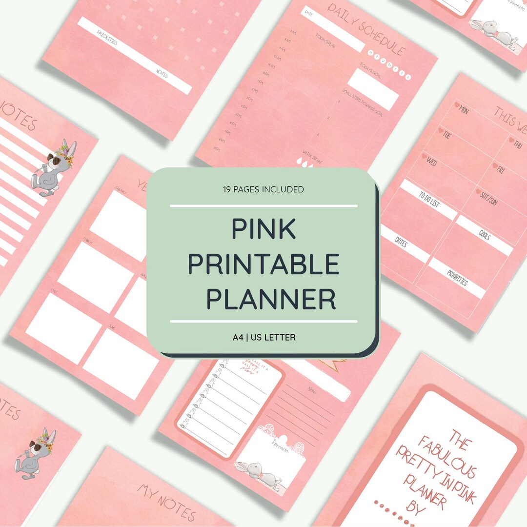 Pretty in Pink Planner Printable Planner Feminine Stationery Undated ...