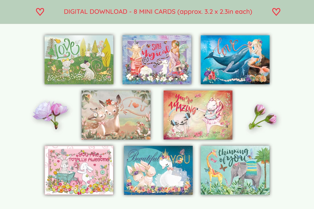 Printable Cute Little Affirmation Cards Set of Eight - Etsy