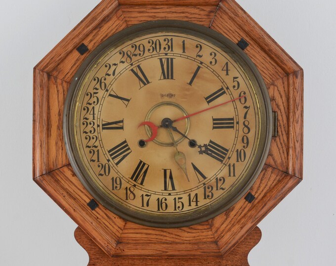 Antique Gilbert Calendar Regulator Wall Clock - Etsy