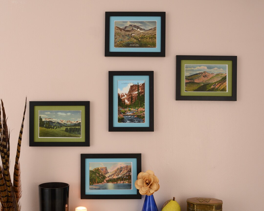 VTG Mixed Lot of 5 Framed Postcards Top Notch MT Longs Peak Colorado ...