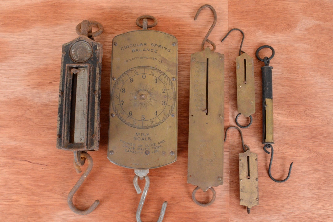 Vtg Set of 6 Various Size Spring Balances, Enterprise, Chatillon ...