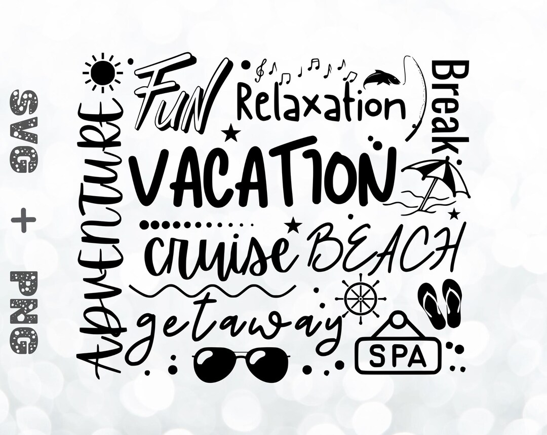 Vacation Word Collage SVG Png/vacation Svg/ Instant Digital Download ...