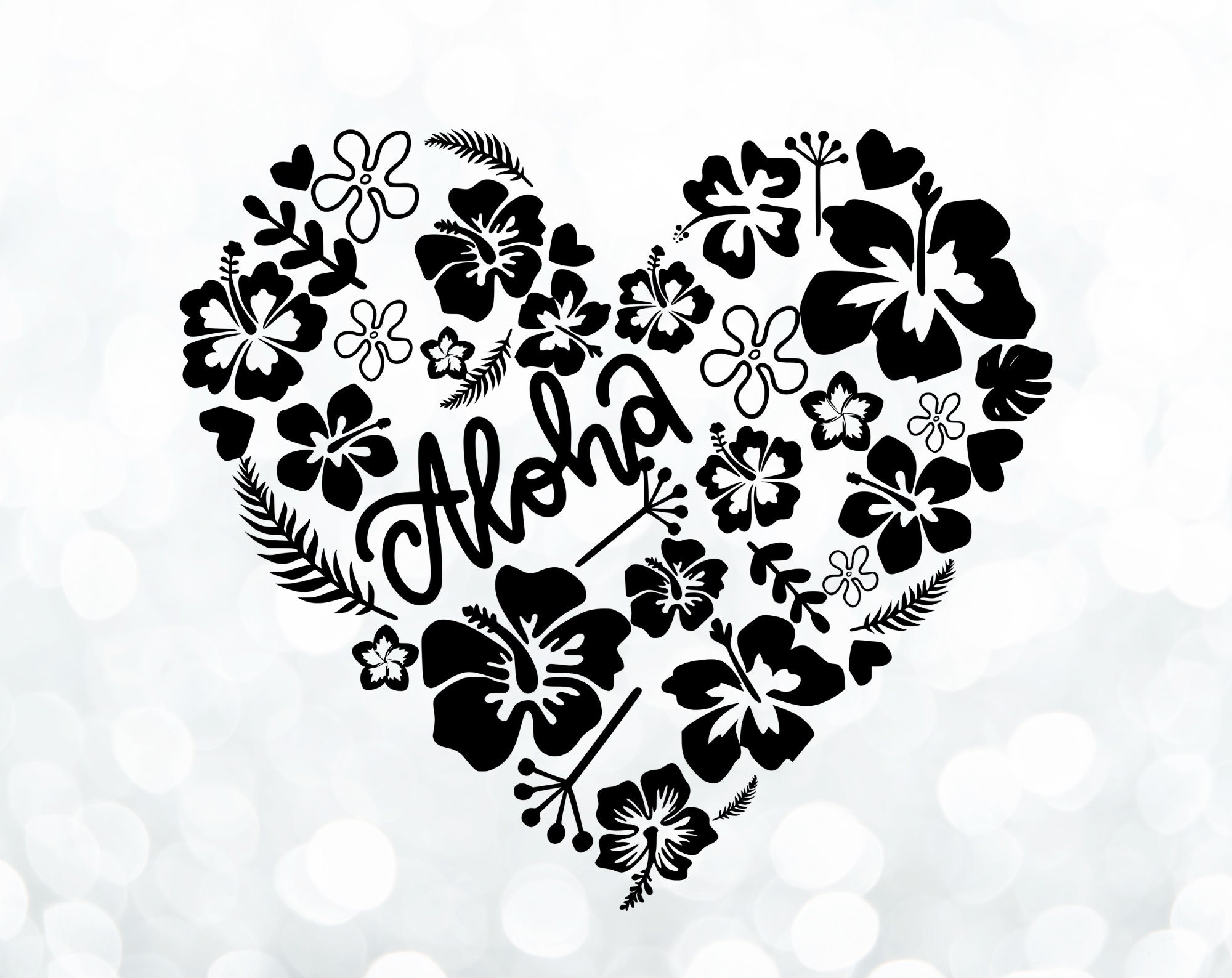 Hawaii Flower Heart SVG PNG Instant Digital Download - Etsy