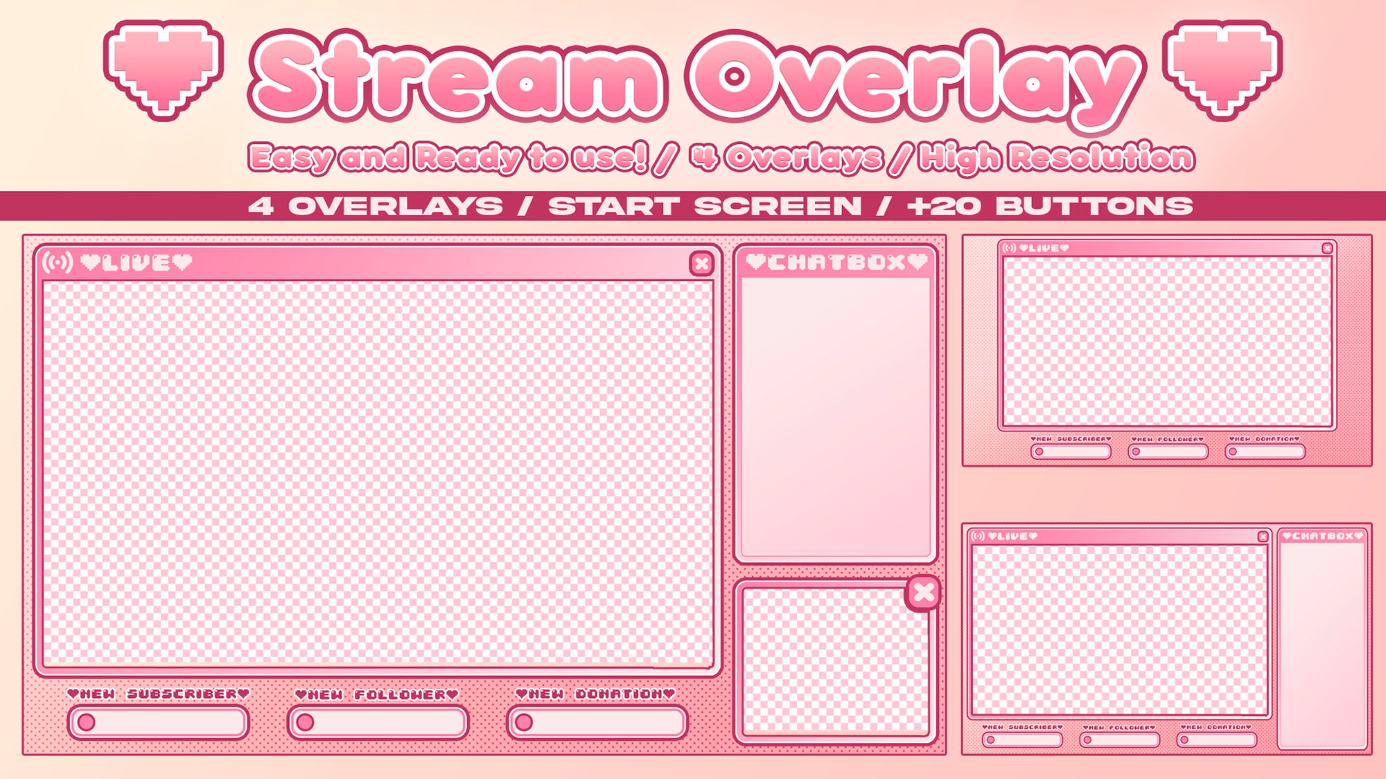 PINKU Twitch Stream Kawaii Overlay - Etsy