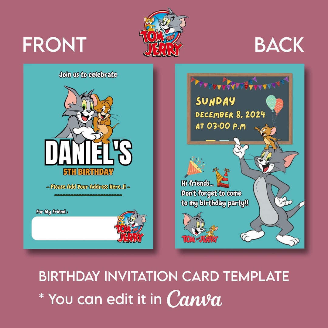 Kids Birthday Invitation Cards, Unique Character Birthday Invitation ...