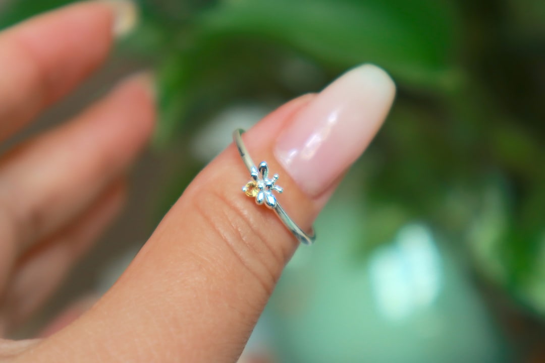 Little Bee Ring, Dainty Bee Ring, Yellow Bee Ring, Silver Bee Ring, Fly ...