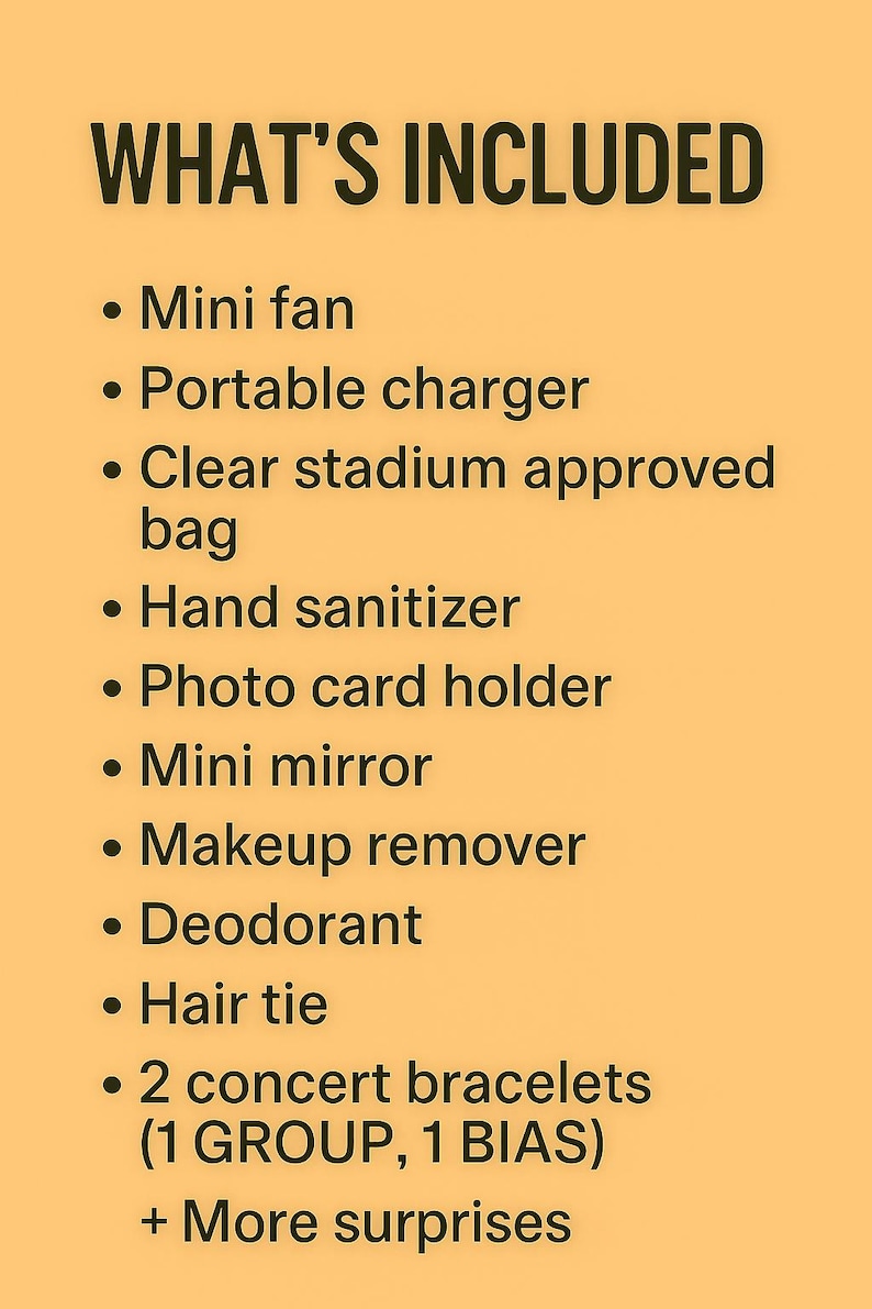 Concert Survival Kit | K-pop Emergency Bag for Fans | Music Festival ...