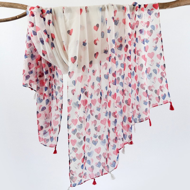 Red and Blue Heart Scarf - Etsy