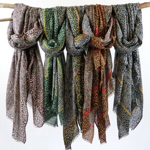 Green Edge Leopard Cheetah Animal Skin Pattern Scarf Printed Voile ...