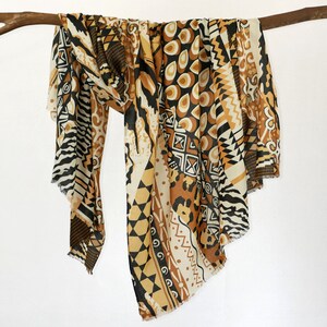 Golden Yellow Brown African Tribal Scarf, Gypsy Hair Wrap Boho Exotic ...