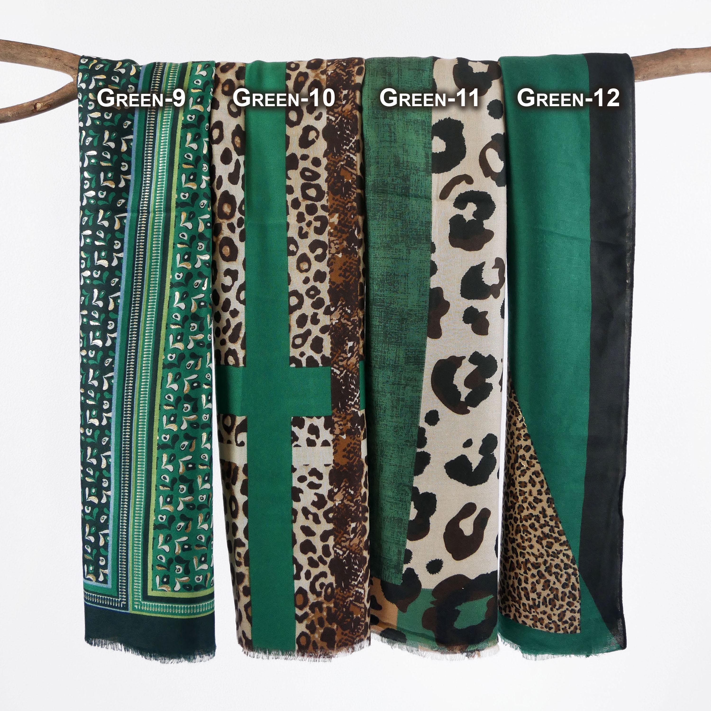 Green Print Woman Scarf Cotton Feel Autumn Shawl Gift for Mom Sis Wife ...