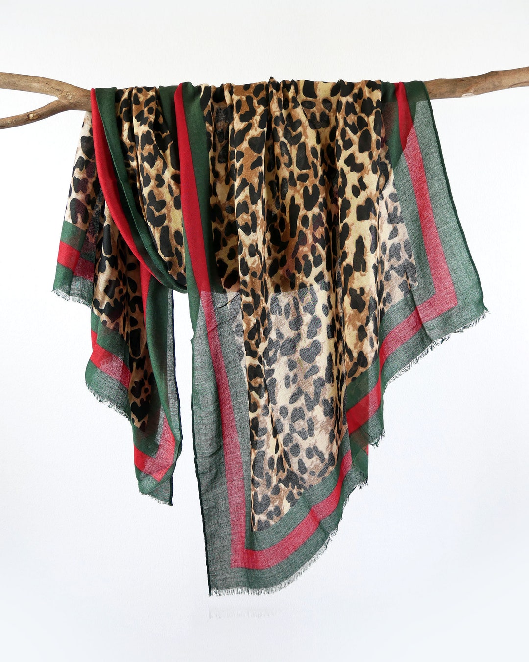Cheetah Leopard Woman Scarf Animal Skin Printed Shawl Green Red ...