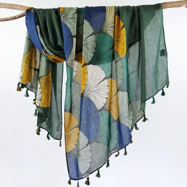 Green Botanical Shawl - Etsy